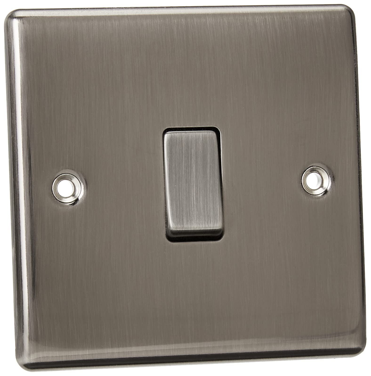 BG Electrical 1-Gang 2-Way Metal Brushed Iridium Light Switch