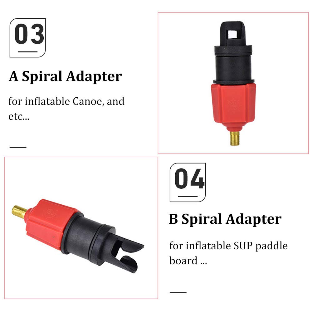BUENNUS Car Compressor to Inflatable Pump Valve Adapter, Inflatable Valve Adapter with 4 Nozzles for Inflatable Air Mattress,Swimming Ring/Pool,Inflatable Bed/Sofa,Boat,Kayak,SUP and More