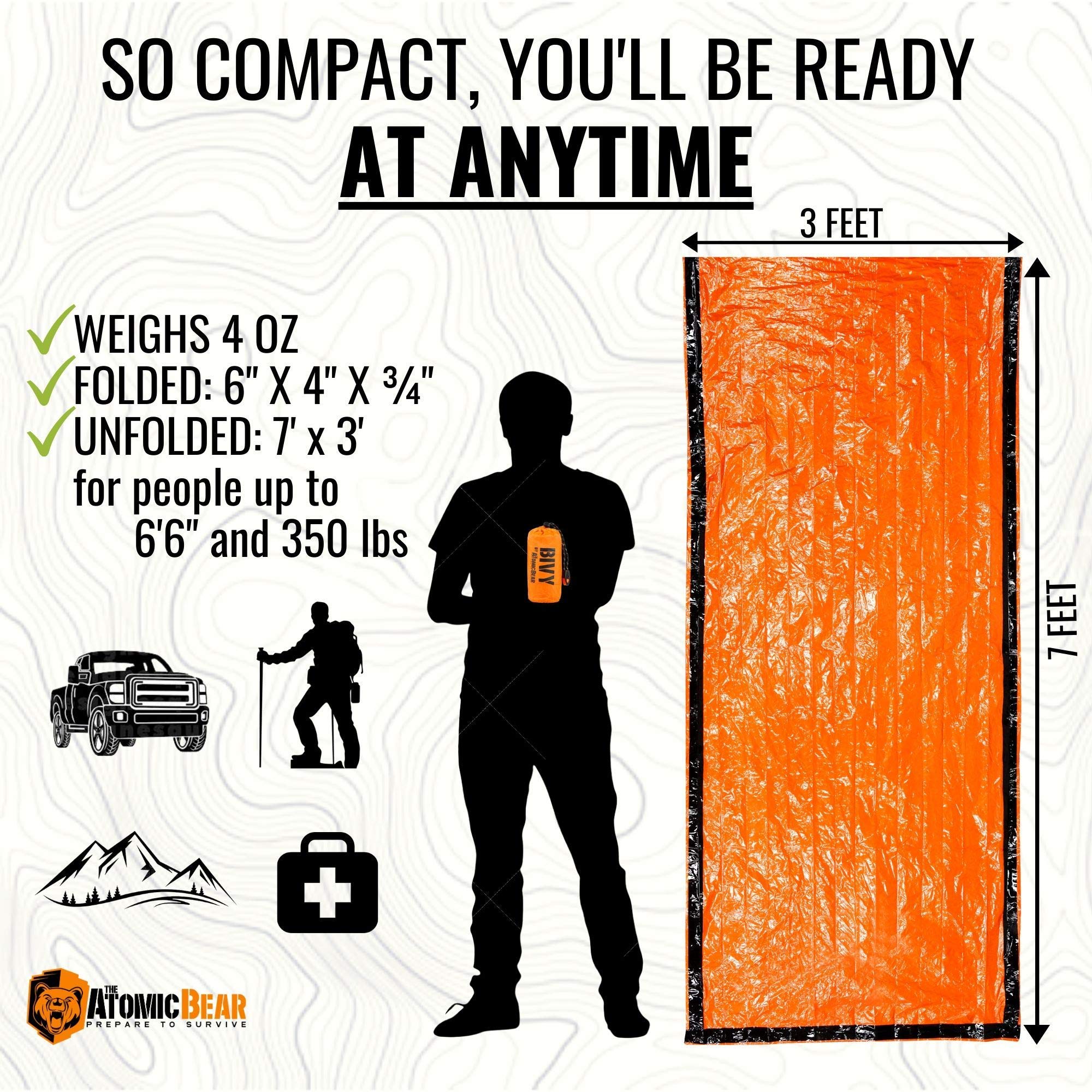 Bivy Sack - Emergency Sleeping Bag for Survival Kit - Stay Warm and Dry with This Thermal Emergency Blanket for Adults - Reusable and Waterproof Makes It Perfect for Camping
