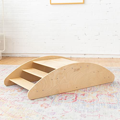 ECR4Kids Rocking Boat and Steps, Play Center, Natural