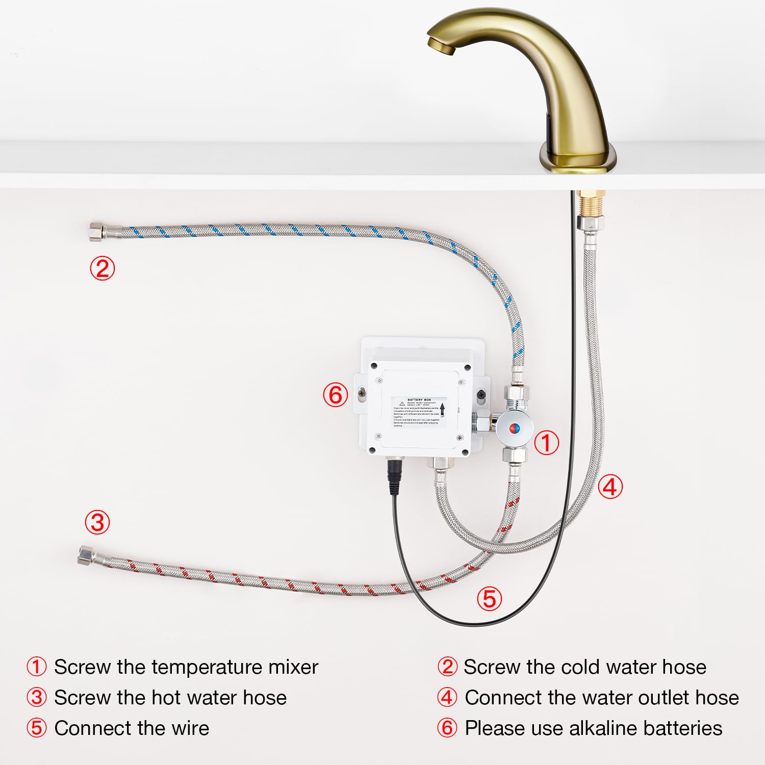 Charmingwater Touchless Bathroom Sink Faucet, Motion Automatic Sensor Faucet with Hole Cover Plate, Brushed Gold