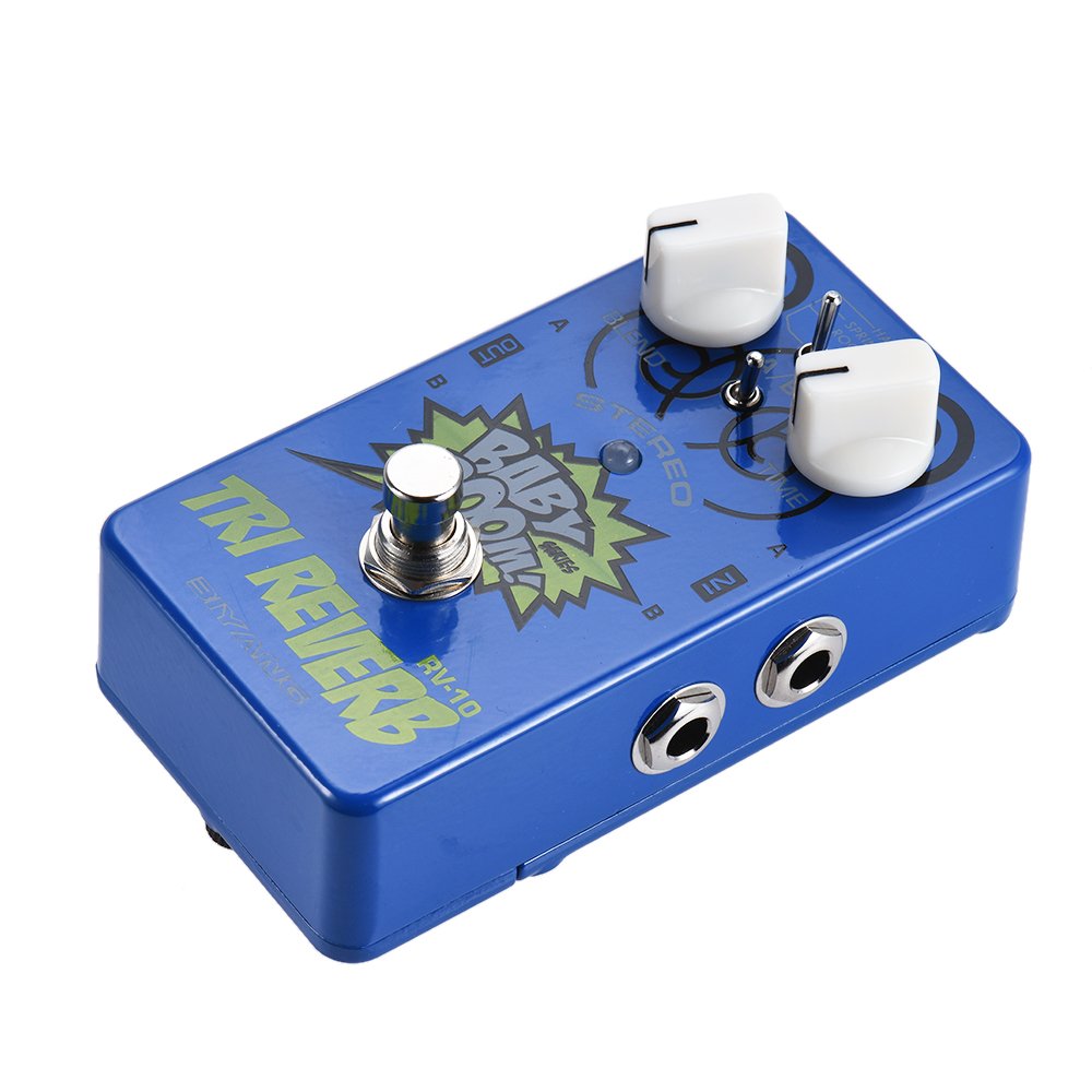 BIYANG Stereo Reverb Guitar Effect Pedal RV-10 BABY BOOM Series 3 Modes True Bypass Full Metal Shell