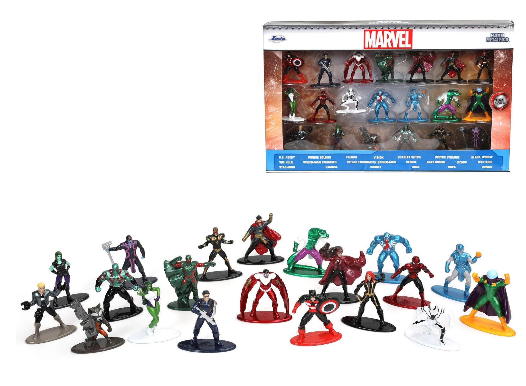 Jada Toys 253225016 Marvel Other Venom Set of 20 Collectible Figures, Wave 4, 20 Pieces/Set, Die-cast, 4 cm, Multicoloured