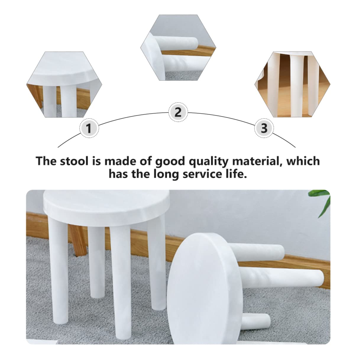 Ciieeo 1pc Japanese Style Stool Small Stool Small Vanity Stool Low Stool Kid Step Stool Step up Stool Non-Slip Stool Little Stool Plastic Furniture Makeup White Child