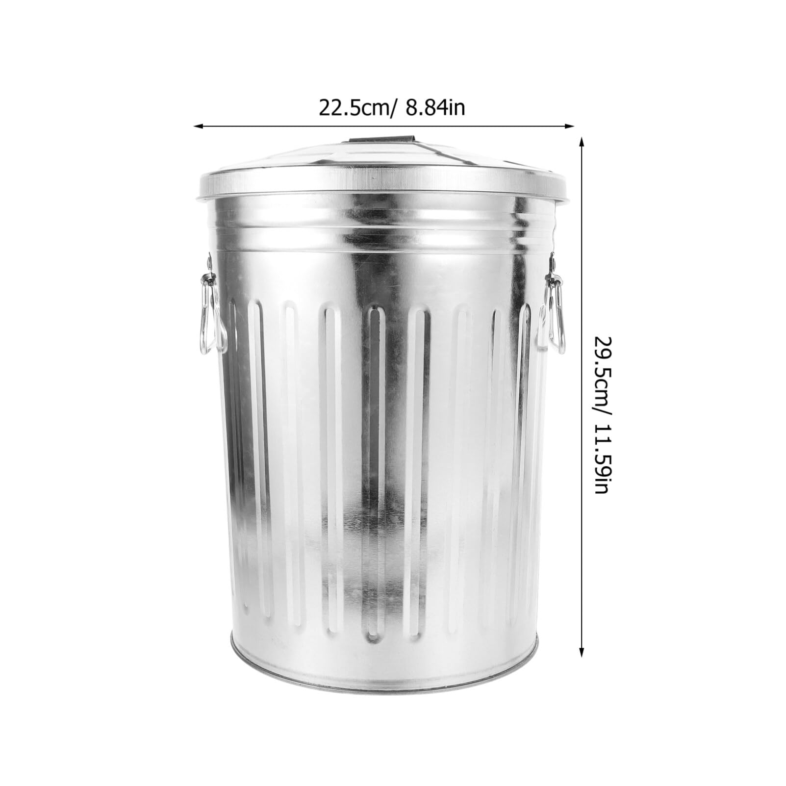 Ciieeo Round with lid Metal Wastebasket 8L Gallon Galvanized Trash Can Metal Garbage Can for Home, Office, Bathroom