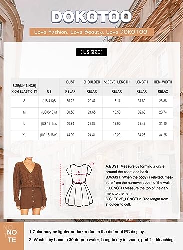 Dokotoo Sweater Dress V Neck Long Sleeve Knit Pullover Sweaters Trendy Buttons Bodycon Mini Dress Khaki Large