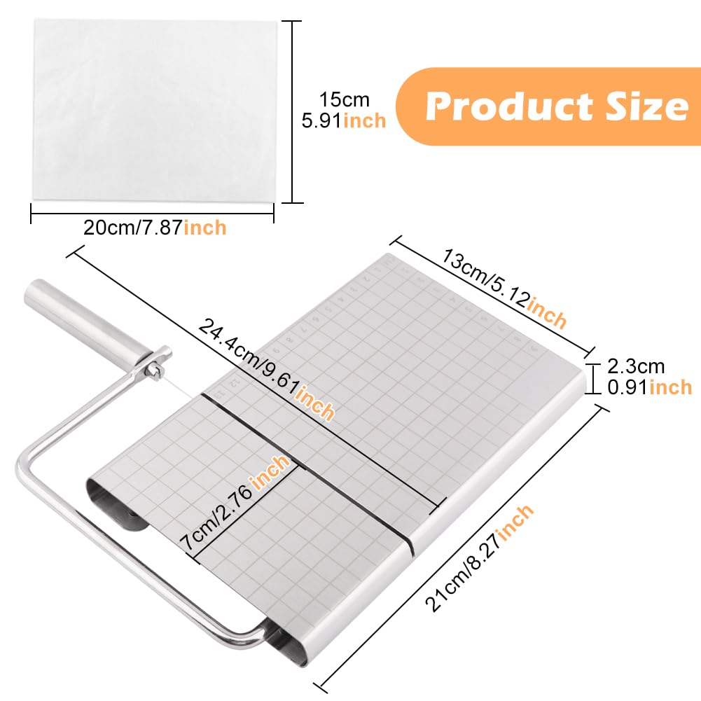 Cheese Slicer, Stainless Steel Cheese Cutter Board with 10 Wires And 25 Baking Oil Paper,Heavy Duty Adjustable Cheese Cutter Board,Cheese Slicer Cutter for Block Cheese