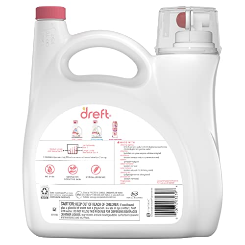 Dreft Stage 2: Active Baby Liquid Laundry Detergent, 89 Loads, 128 Fl Oz, Helps Remove 99% Of Baby Food Stains