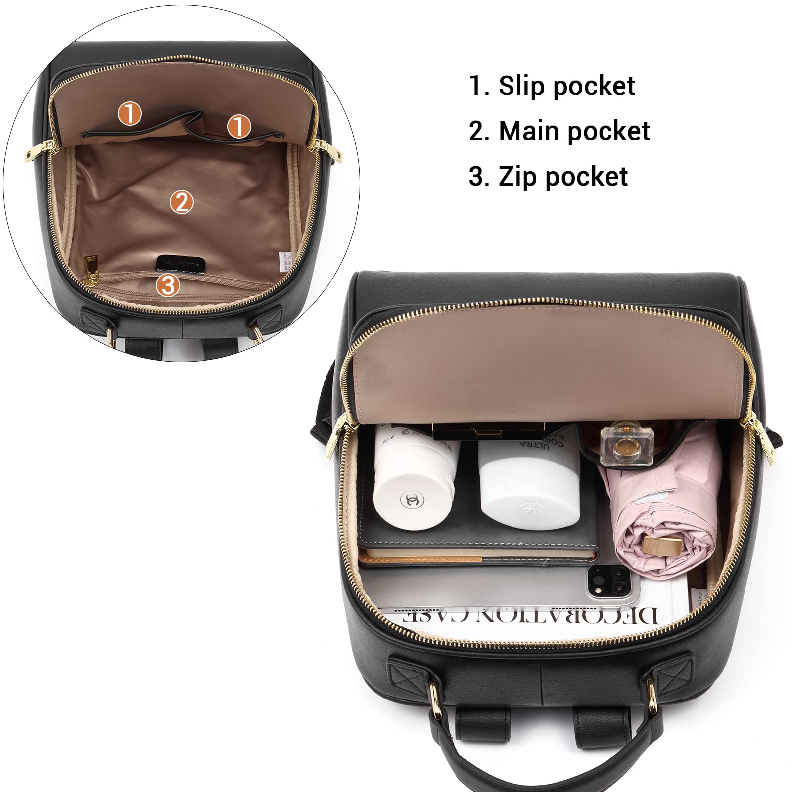 BOSTANTEN Backpack Purse for Women Travel Fashion Backpack Genuine Leather Casual College Daypack