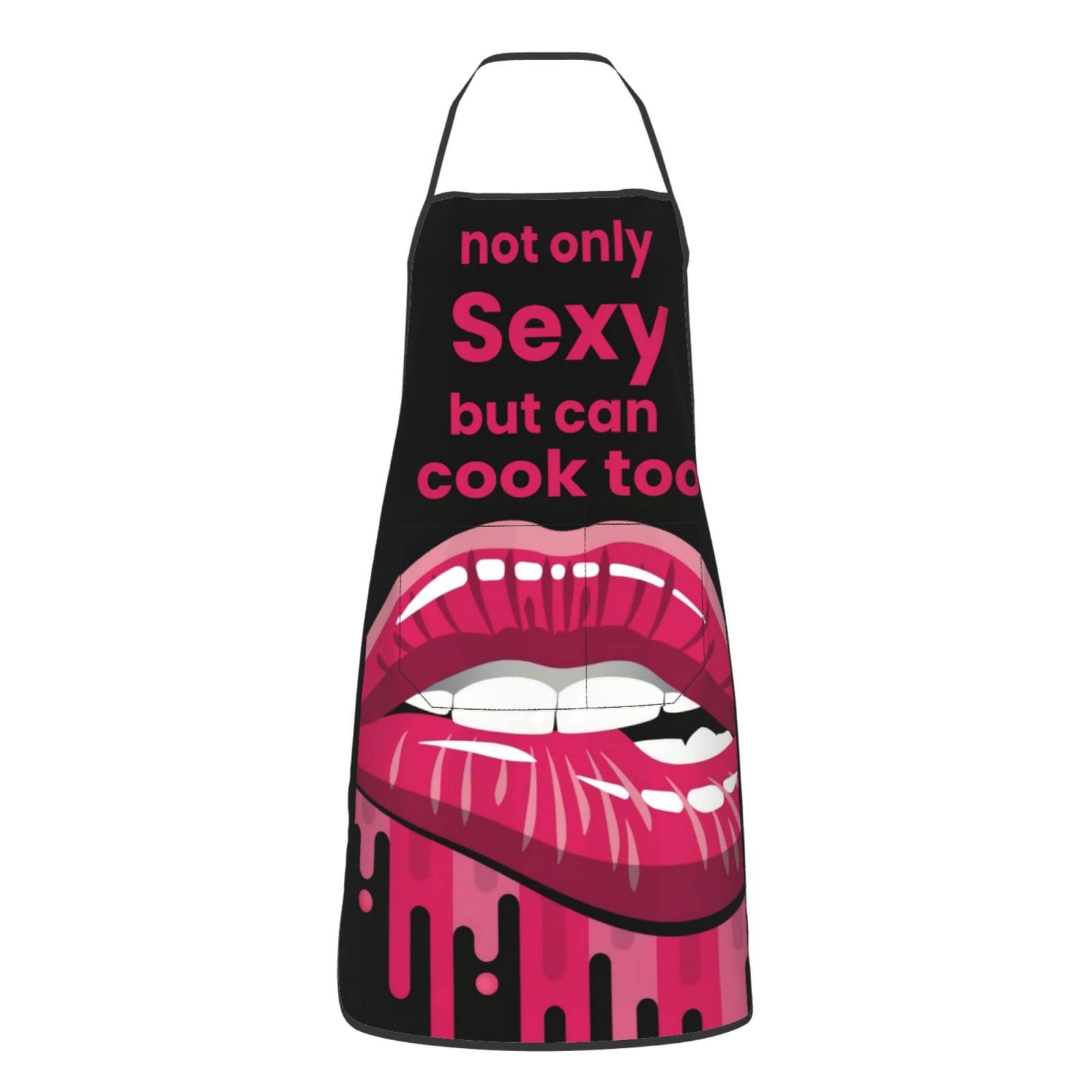 capuca Cooking Kitchen Chef Aprons Funny - Not Only Sexy Printing Bib Aprons with Pockets Erasable Hand Waterproof Grilling Sink Aprons for Women Men