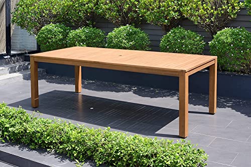 Brampton Patio Brampton Venice 7-Piece Rectangular Dining Set | Light Teak Finish and Grey Chairs | Ideal for Patio and Outdoors