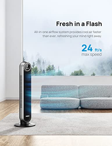 Dreo Nomad One S Smart WiFi Tower Fan with Remote, Alexa Fan,Silver,36inch,DR-HTF007S-Vine