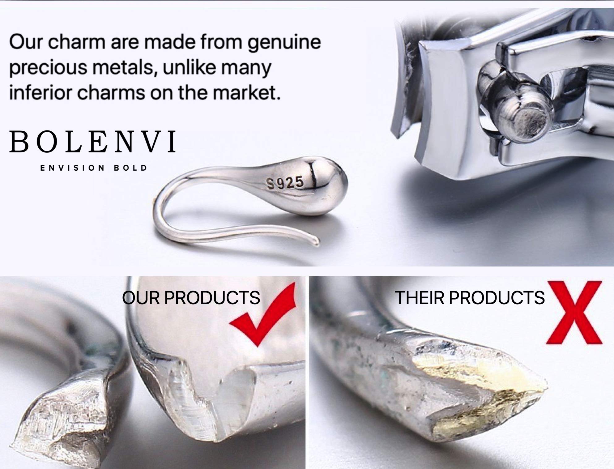 BOLENVI 3D Cocker Spaniel Dog 925 Sterling Silver Dangle Pendant X Charm Bead For Pandora & Similar Charm Bracelets or Necklaces