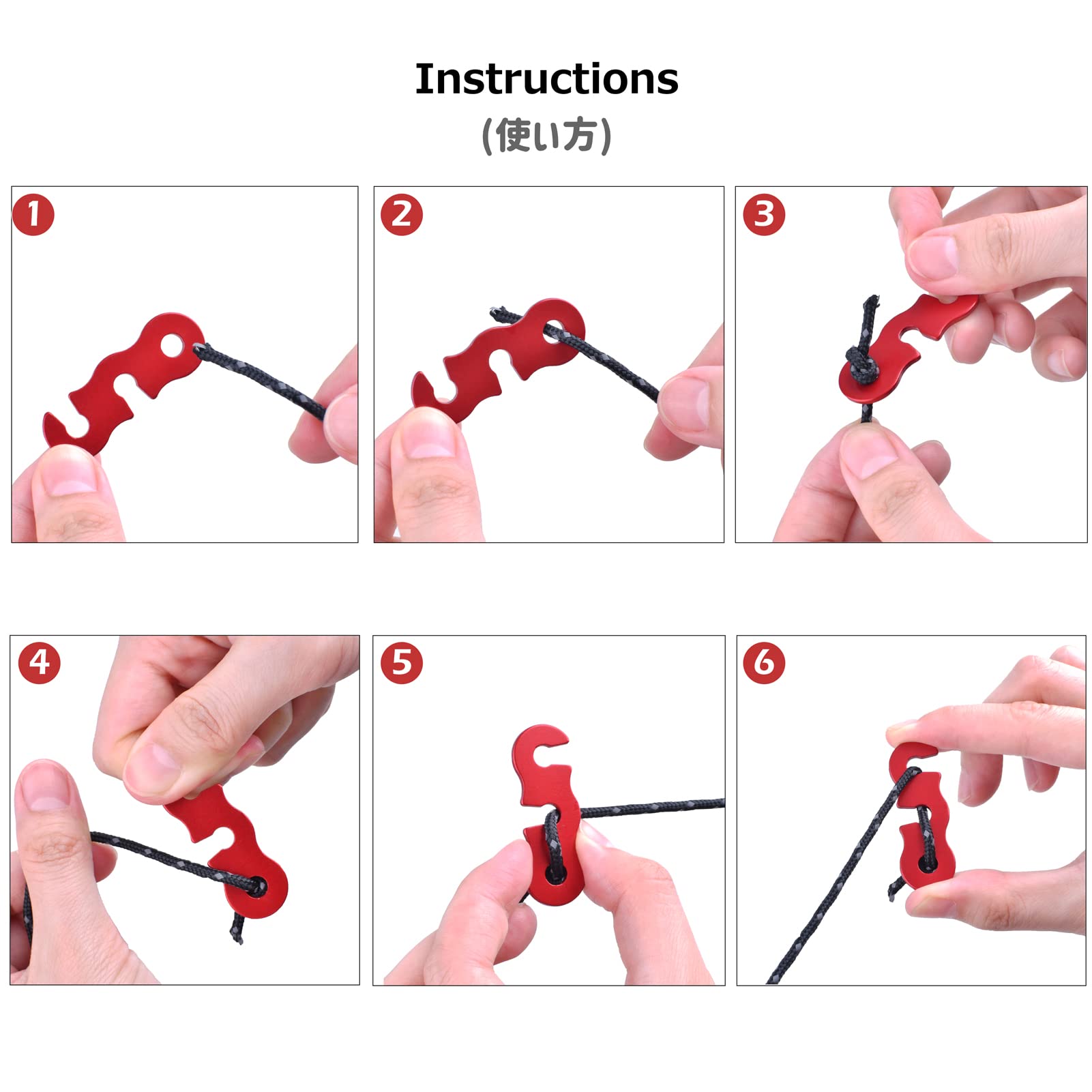 Azarxis Aluminum Alloy Paracord Tensioners Rope Adjuster, Ultralight Strong Tent Guyline Cord Adjuster Wind Rope Buckle (Red (Triangle Shape) - 12 Pack)