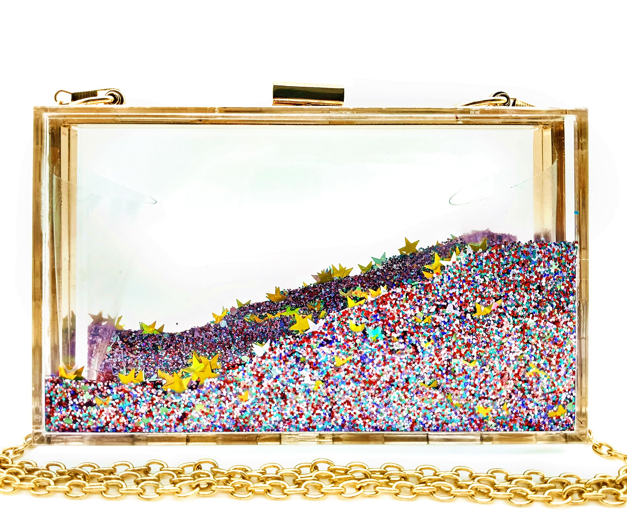 JeVenis Womens Transparent Sequins Chain Clutch Evening Handbag Party Cross-body Purse (New Multicoloured)
