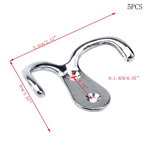 Faotup 5PCS Bronze Zinc Alloy Metal Double Hooks for Hanging,Double Hook Silver,Double Coat Hooks Silver,Double Coat Hooks Hardware,with Screws,2.12×1.57×0.55inches