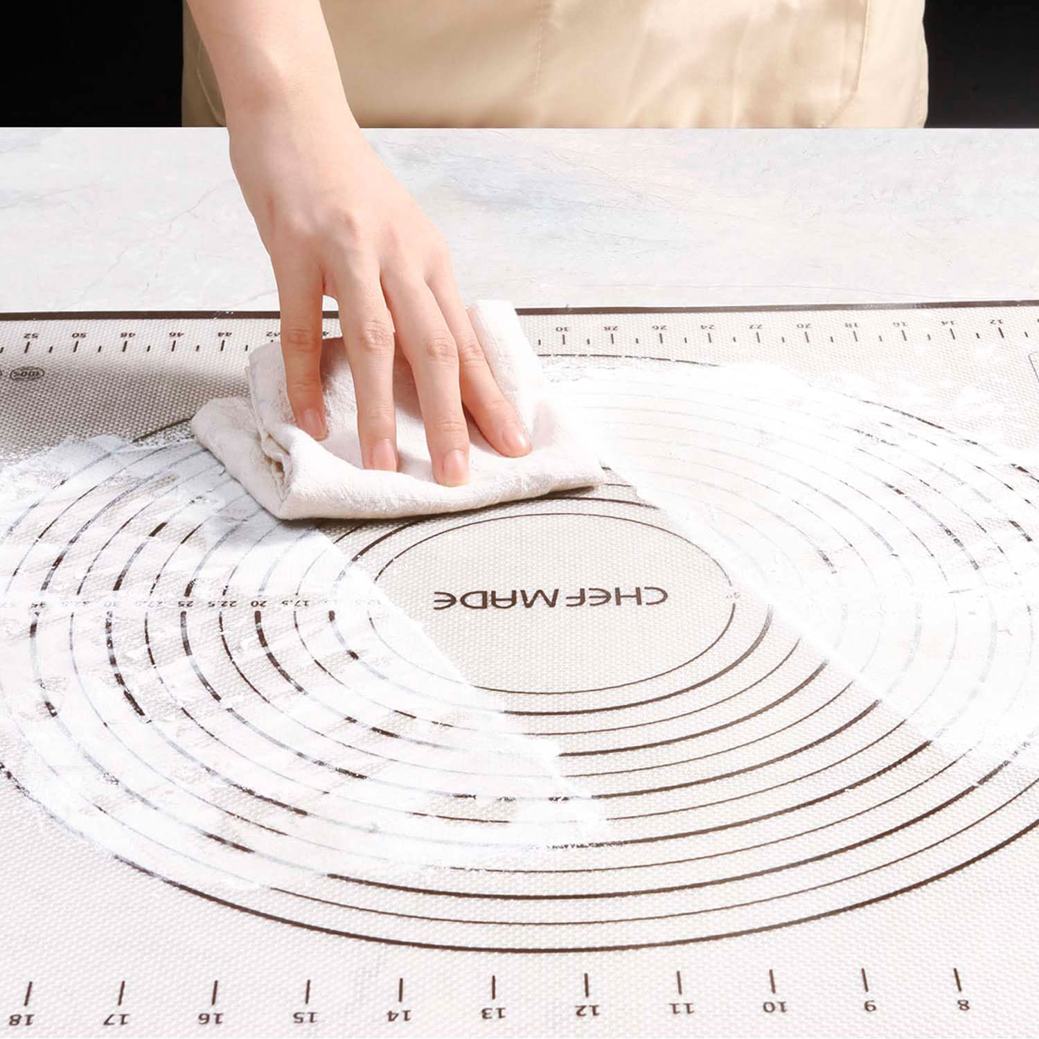 CHEFMADE Silicone Baking Mat, 36" x 24" Extra Thick Large Non-Stick Sheet Mat with Measurement | Non-Slip Reusable Food Grade Flexible Dishwasher Safe|Making,Cookies,Macarons,Bread,Pastry and Pizza