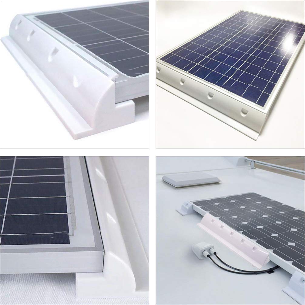 Cabilock 2pcs Solar Panel Side Mounting Brackets Marine Caravan Motorhome RV Solar Panel Side Mount Brackets Solar Panel Roof Installation Clamps White
