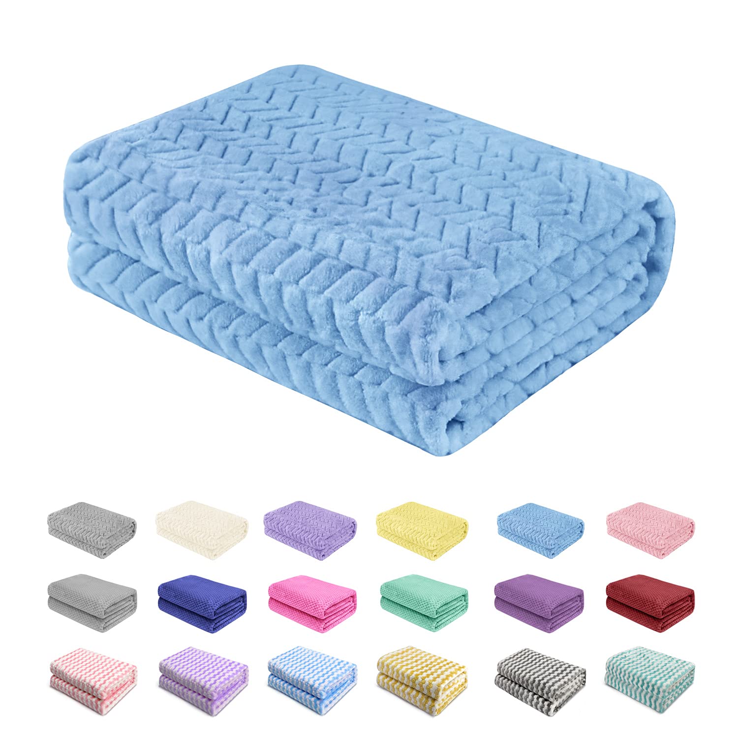 Baby Blanket Flannel, Cozy Throw Blankets for Newborn Infant and Toddler, Super Soft and Warm Receiving Baby Blanket for Crib Stroller (Blue 30 * 40")