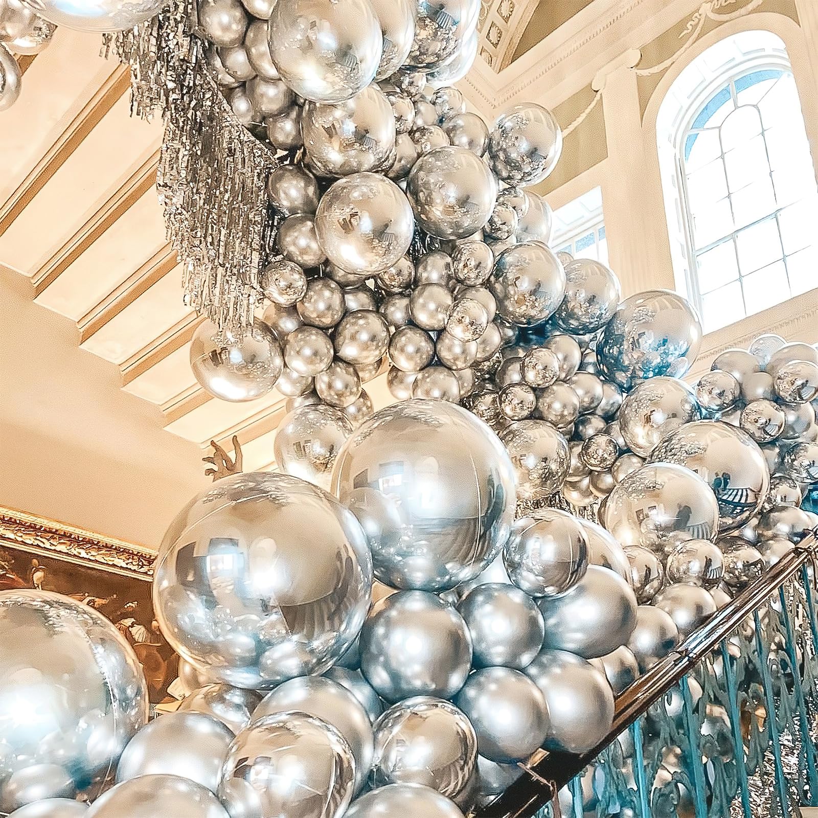 PartyWoo Metallic Silver Balloons, 51 pcs 12 Inch Silver Metallic Balloons, Silver Balloons for Balloon Garland or Arch as Wedding Decorations, Birthday Decorations, Party Decorations, Silver-G102