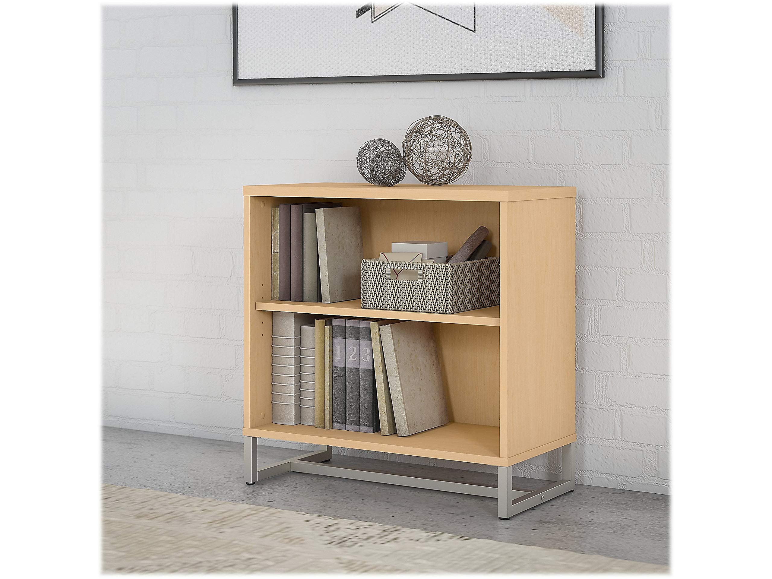 Bush Business Furniture Method 2 Shelf Bookcase Cabinet, Natural Maple