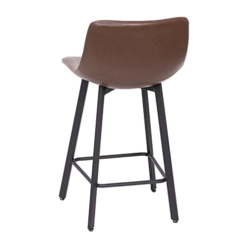 Flash Furniture Caleb Modern Armless 24 Inch Counter Height Stools Commercial Grade w/Footrests and Matte Metal Frames, Set of 2