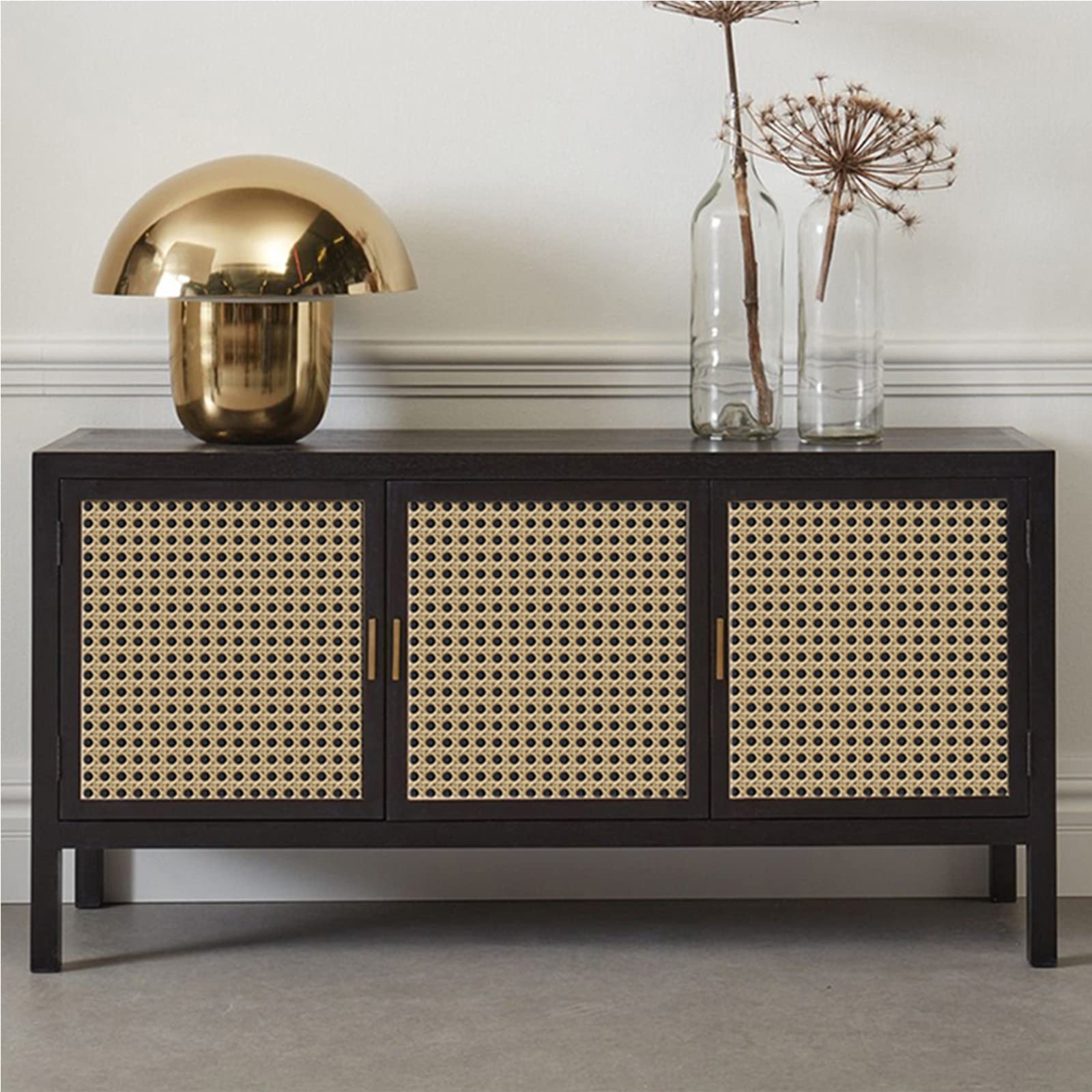 JiffDiff Rattan Wallpaper Cane Contact Paper Peel and Stick Wallpaper Hexagon Weave Rattan Furniture Cabinet Contact Paper 17.3 x 118.11in