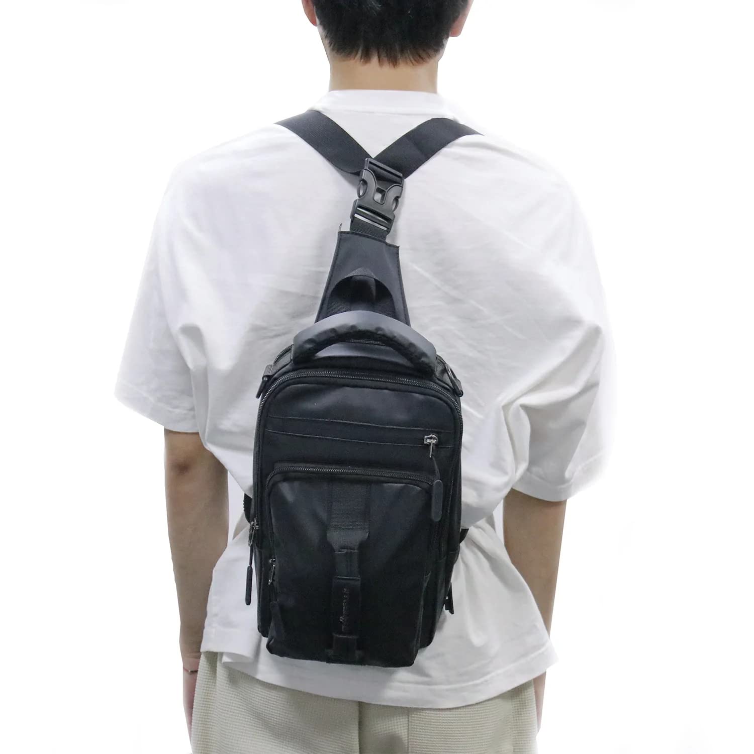 CHARGELLA Sling Bag for Men & Women Waterproof Shoulder Daypack Crossbody Backpack for Travel Hiking with USB Charging Port (Gray)