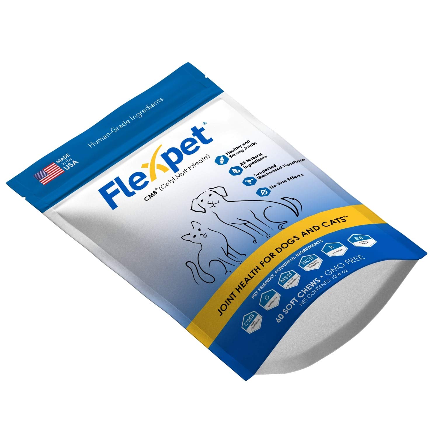 Flexpet Maximum Strength Soft Chews – All-Natural Pain Reliever for Dogs with Glucosamine and Cetyl Myristoleate (CM8), Hip and Joint Supplement, Anti-Inflammatory: Three Pack - 180 Soft Chews