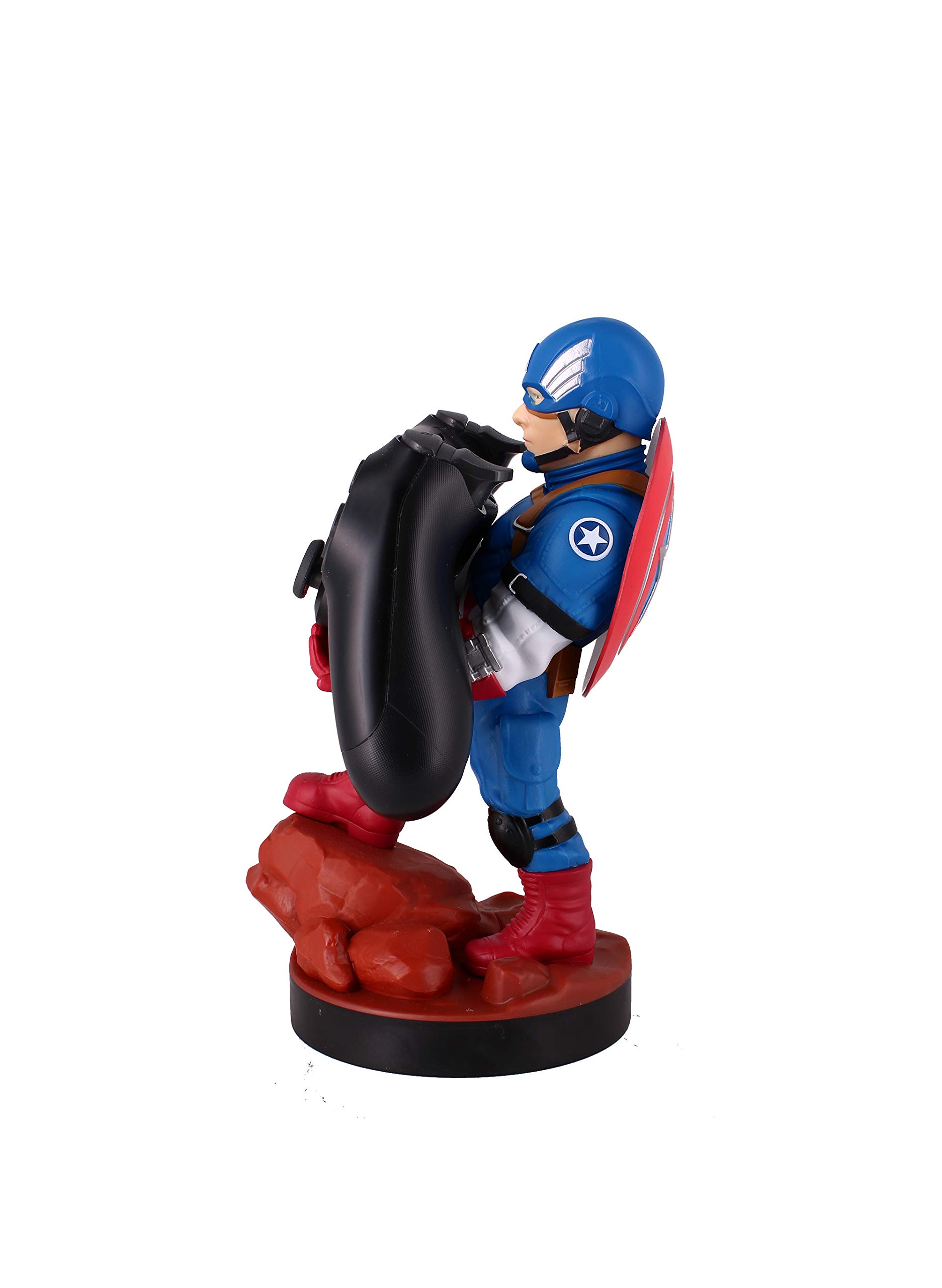 Exquisite Gaming: Marvel Captain America - Original Mobile Phone & Gaming Controller Holder, Device Stand, Cable Guys, Licensed Figure