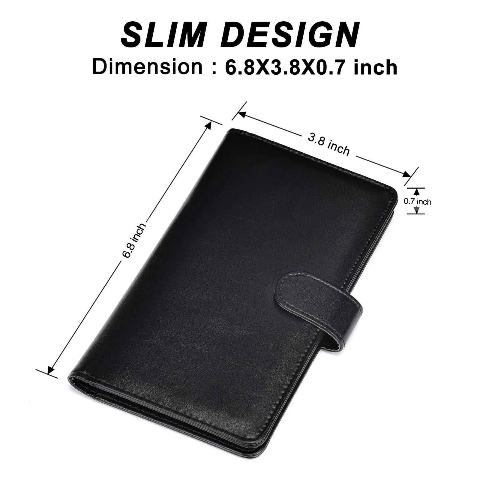Black Checkbook Covers- Leather RFID Check Registers for Personal Checkbook,Women&Men Wallets with Checkbook Holder Case (Black)