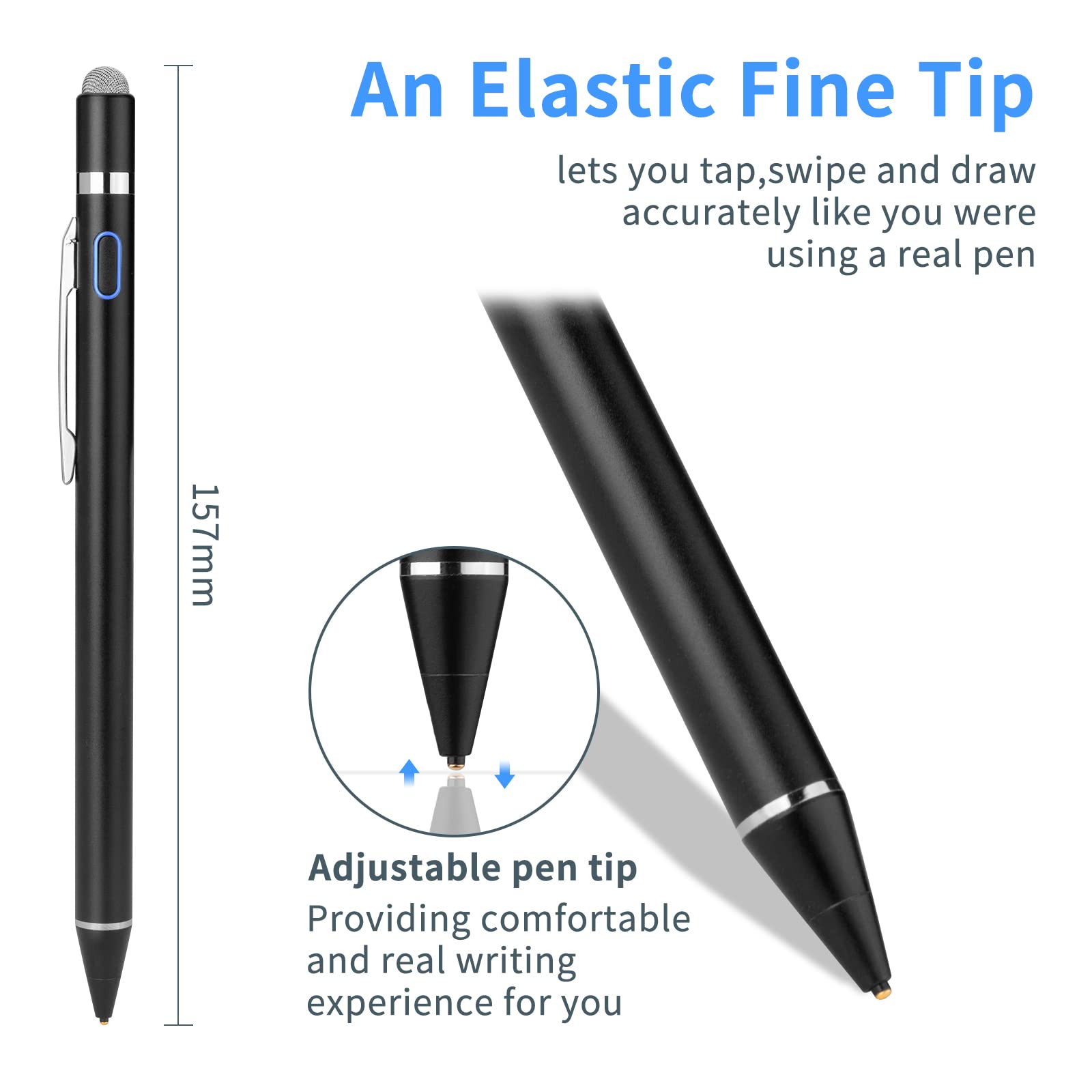 Stylus for Nintendo Switch Pen, EVACH Digital Pencil with 1.5mm Ultra Fine Tip Stylus Pen for Nintendo Switch, Black