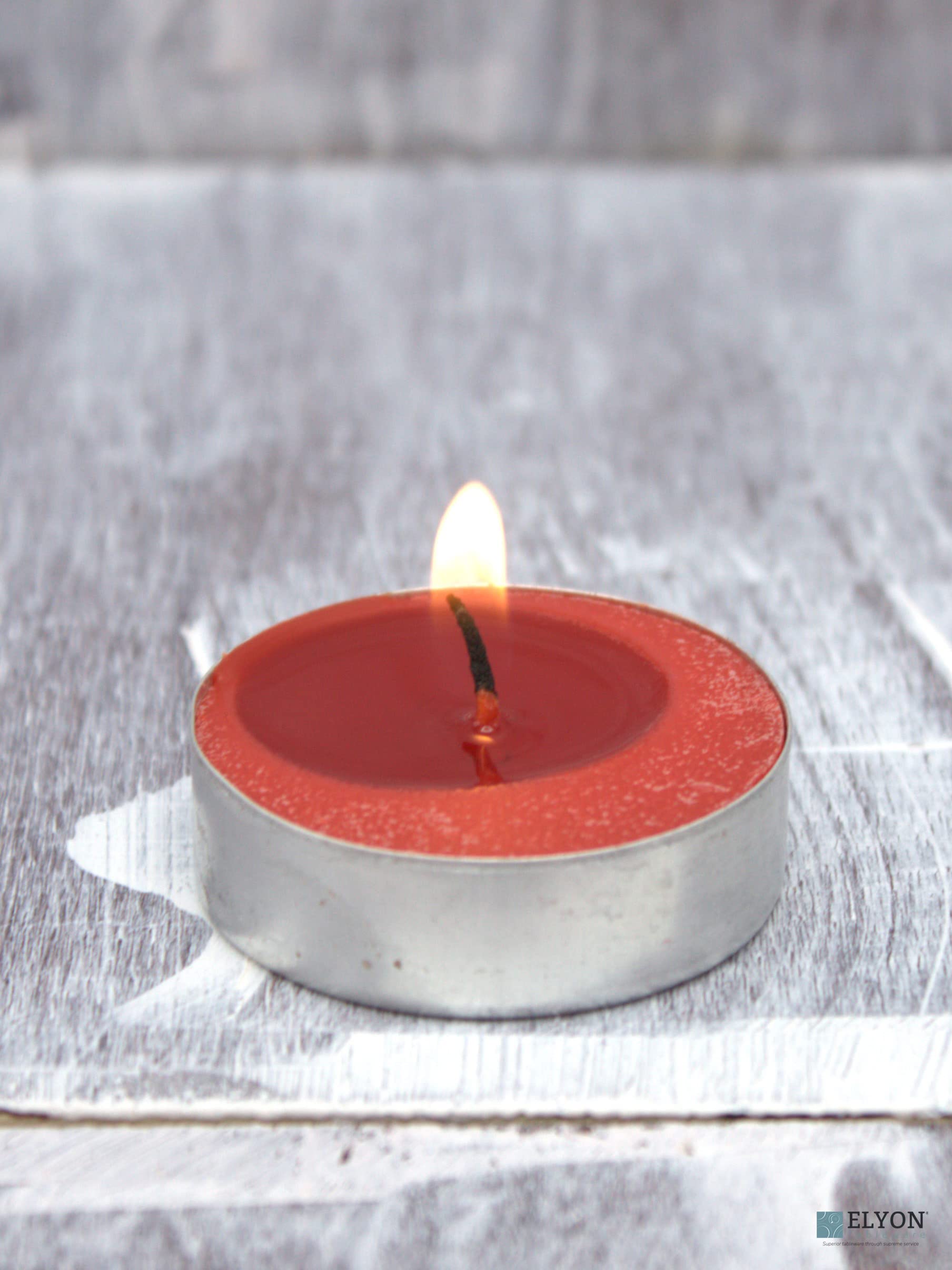 Elyon 96 Apple Cinnamon Scented Red Wax Tealight Candles in Tin Holder, Pleasant Fragrance 4 Hour Burn-Time