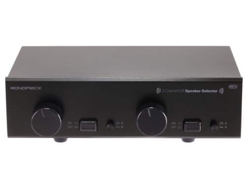 Monoprice 108231 2-Channel A/B Speaker Selector - Black with Volume Control, Built in Independent Volume Controls, Accepts Wire Gauges Up to 14AWG