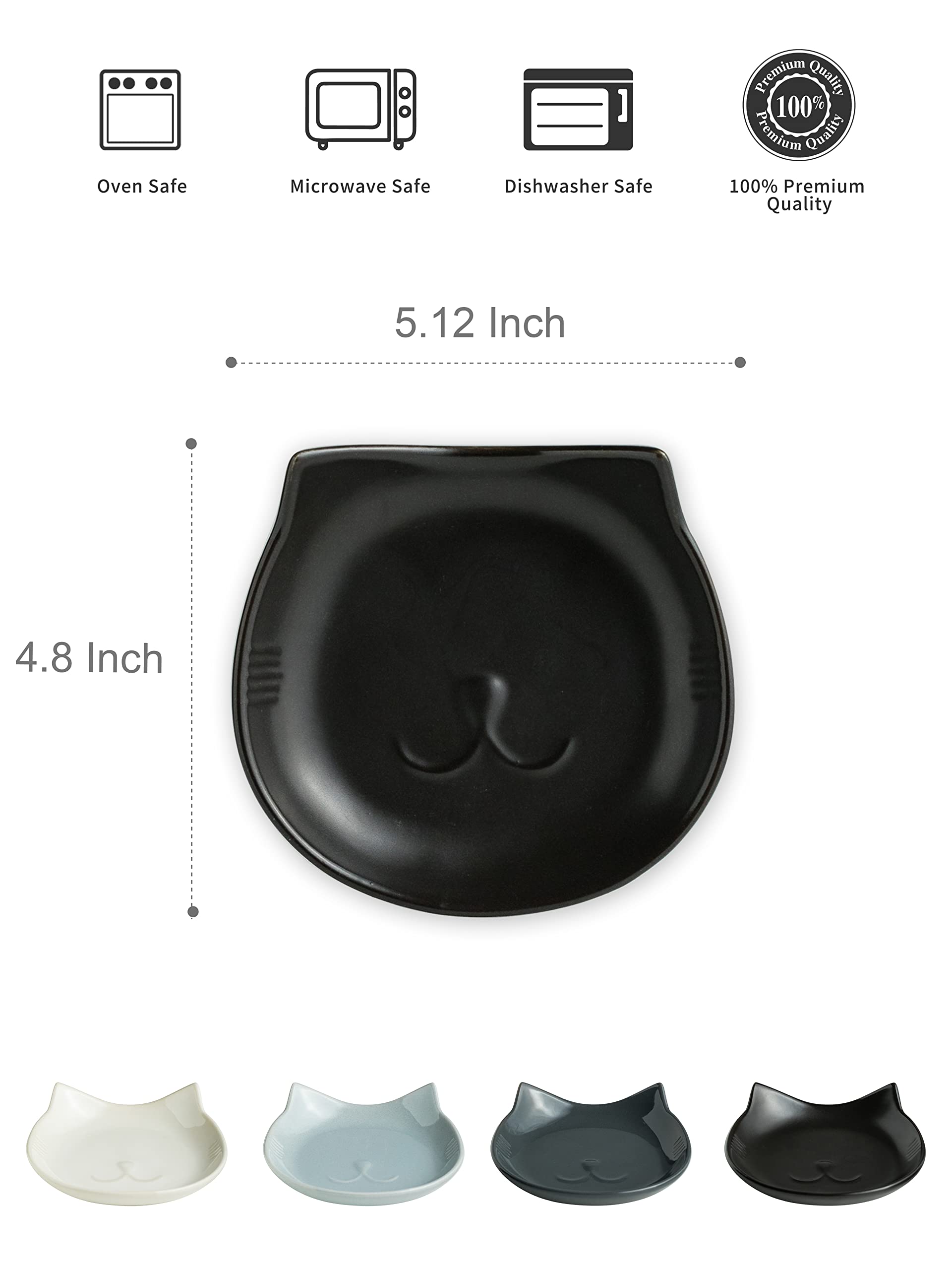 Miamolo Spoon Rest for Stove Top, 5.12 Inches Ceramic Spoon Holder for Kitchen Counter, Cat Cooking Utensil Rest for Spatula Spoons Ladles, Farmhouse Kitchen Decor, Black