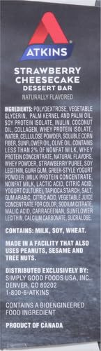 Atkins Endulge Treat Strawberry Cheesecake Dessert Bar, 6 Ounce, 5 Count (Pack of 1)