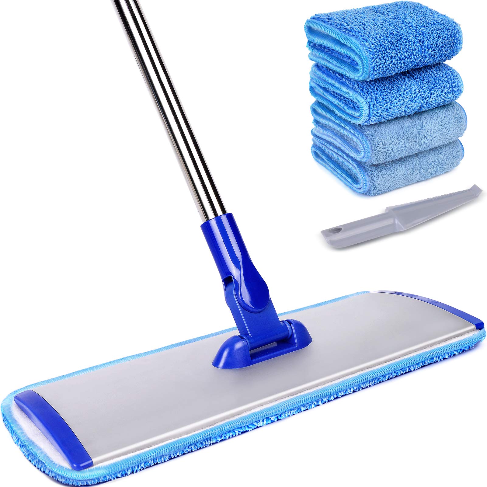 Conliwell Rubber Broom Carpet Rake for Pet Hair, Fur Remover Broom with Squeegee and 18" Professional Microfiber Mop Floor Cleaning System