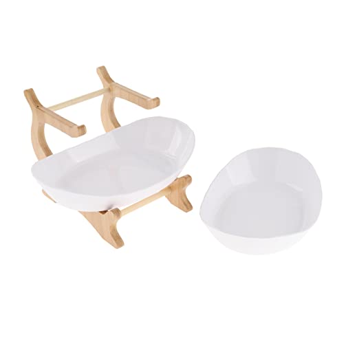 Elegant Multi-Tiered Fruit Tray Plate with Wooden Stand, Serving Tray, Appetizer Dessert Stand, Tray Display, 2 Tiers White