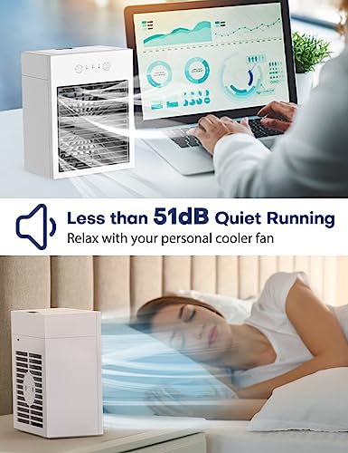 Mini Portable Air Conditioners, 3 IN 1 Evaporative Air Cooler, 2000mAh Battery Powered & USB Rechargeable, 3 Speeds Humidify Air Cooler, Small Air Conditioner Portable for Room Car Office Camping