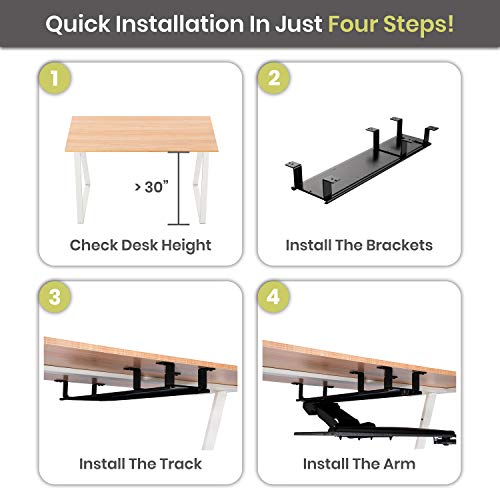 FERSGO Under Desk Keyboard Tray Track Elevation Kit for 30" x 24" Desk - Easily Install Undermount Tray for Maximum Comfort and Better Posture Even with Desk Underside Bars