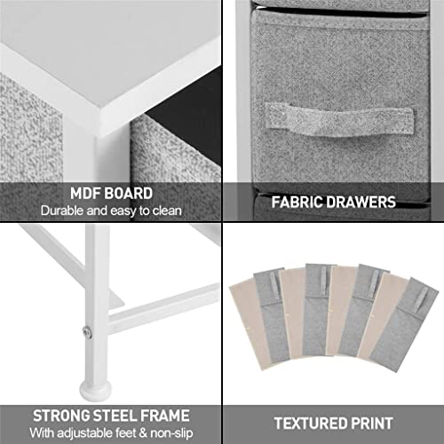 FEER Narrow Dresser with 4 Fabric Drawers Vertical Slim Storage Dresser Storage Tower with Sturdy Metal Frame Storage Box Drawer Rack