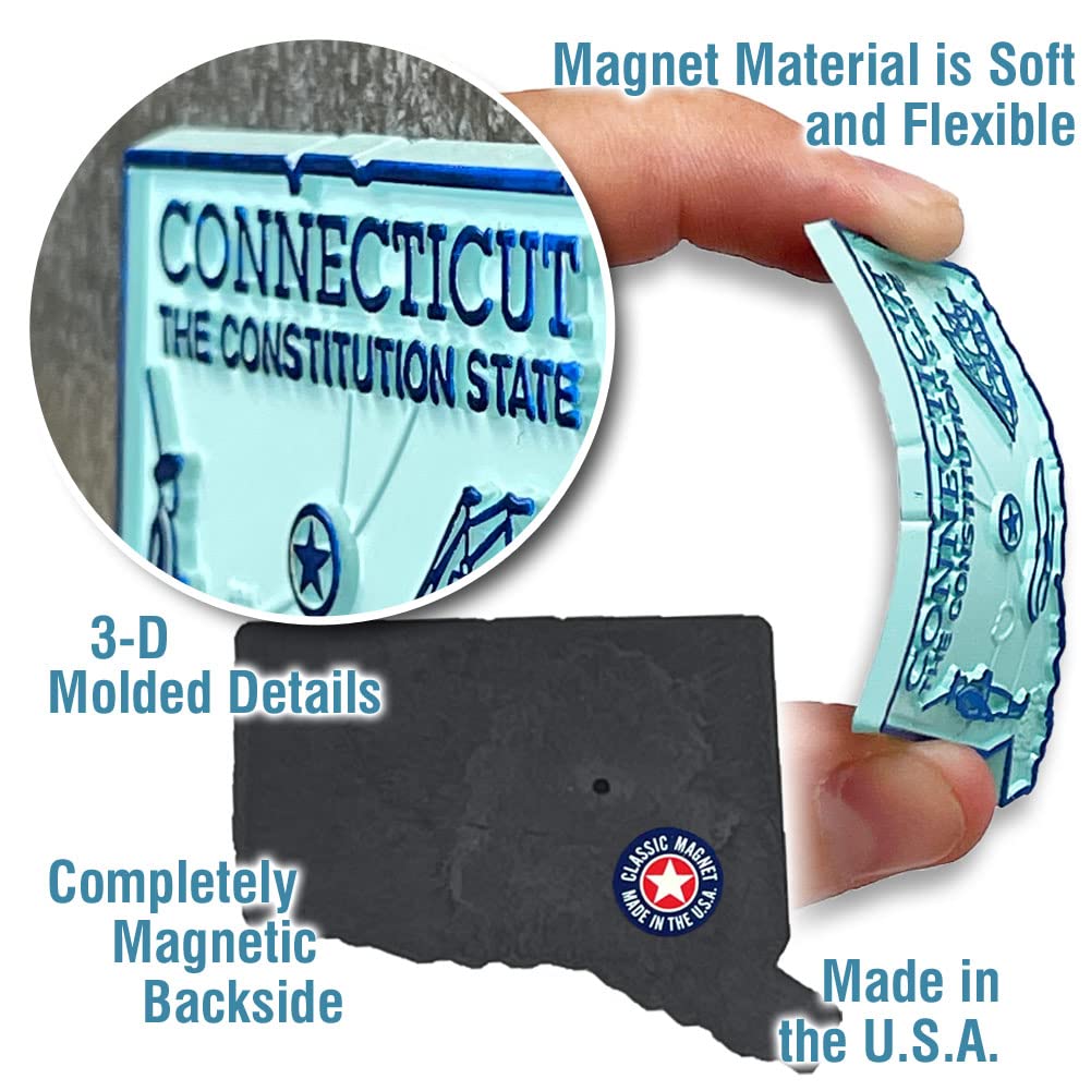 Connecticut Small State Magnet by Classic Magnets, 2.3" x 1.7", Collectible Souvenirs Made in The USA