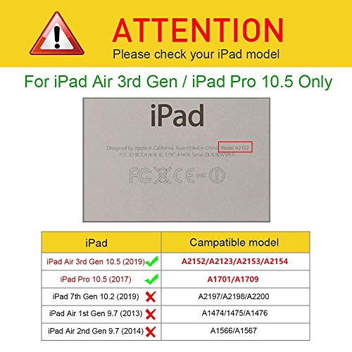 iPad Air (3rd Gen) 10.5" 2019 / iPad Pro 10.5" 2017 Case,360 Degree Rotating Stand Smart Case Protective Cover with Auto Wake Up/Sleep Feature Cover for (A2152/A2123/A2153/A2154 / A1701/A1709)