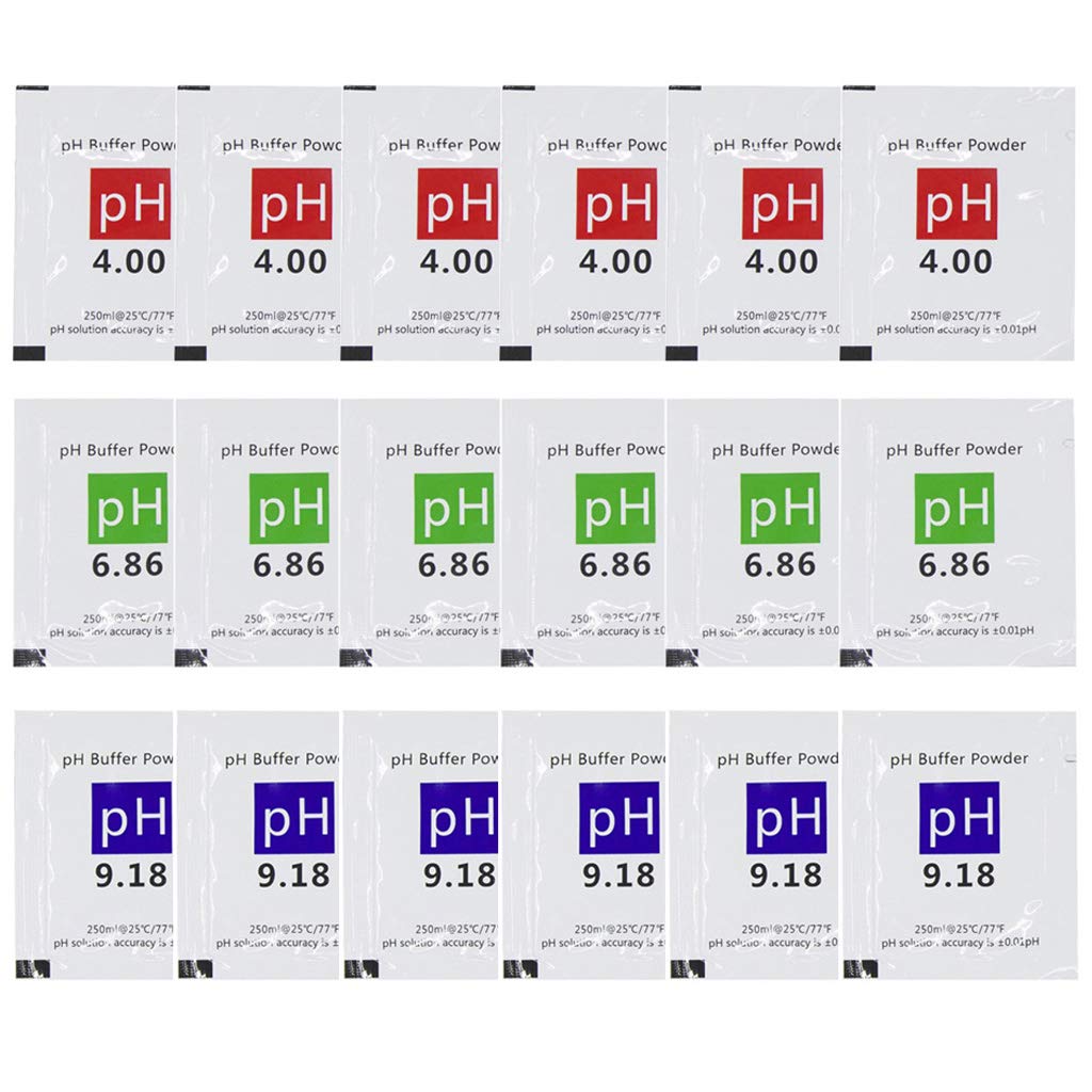 DuvinDD 18 Pack pH Calibration Solution Powder 6.86/4.00/9.18, pH Buffer Calibration Solution Packets for Precisely Calibrate pH Meter, pH Tester Calibration Powder Packets