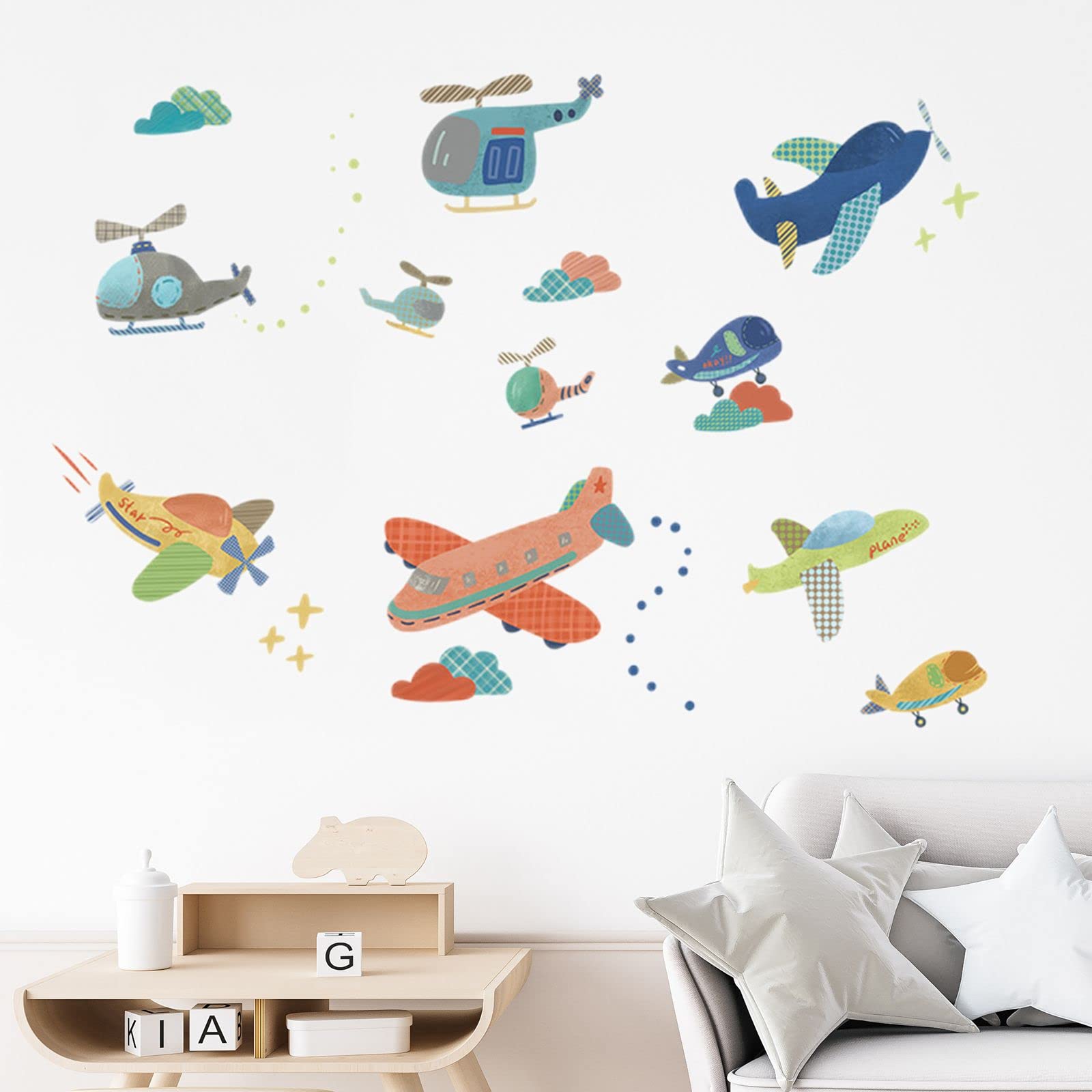 Cute Airplane Wall Decals Plane Wall Stickers for Bedroom Wall Art Mural for Living Room Kids Room Wall Decor…