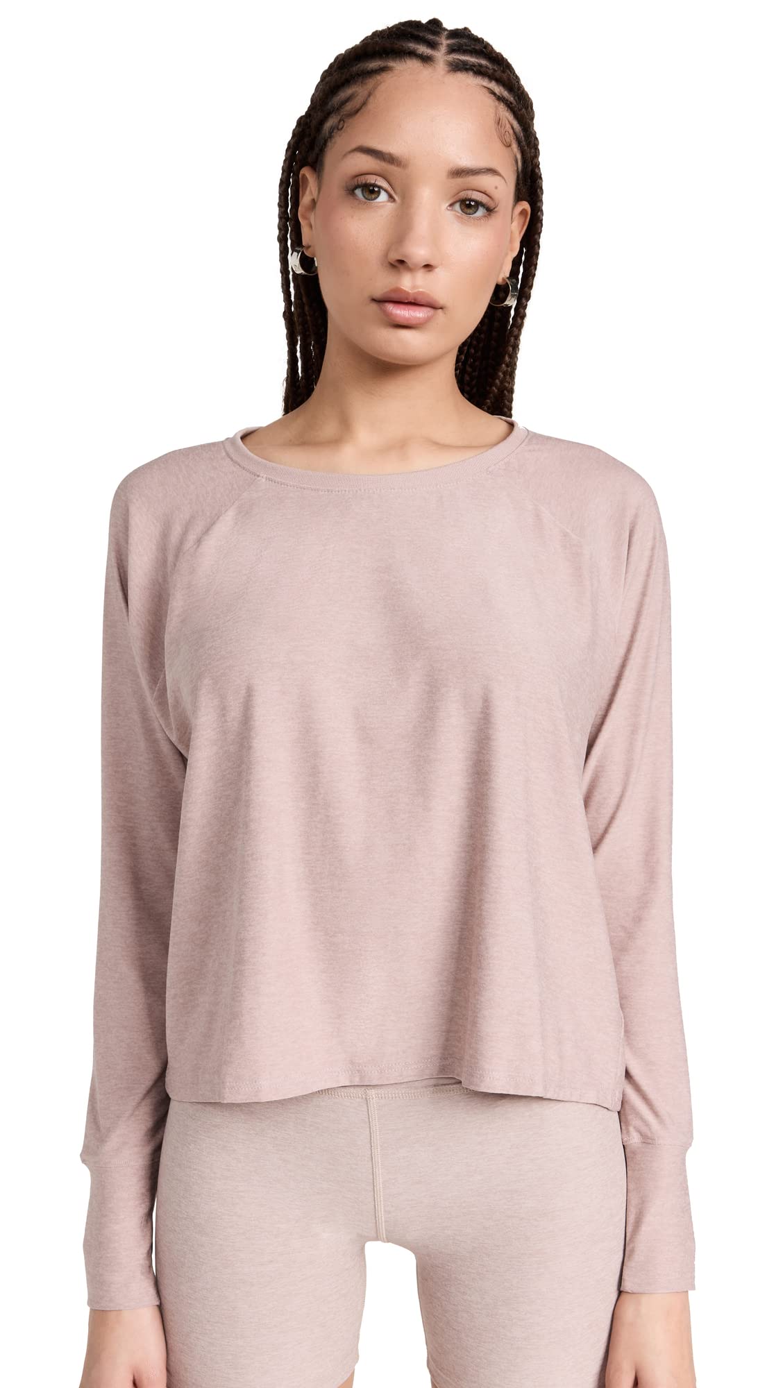 Beyond Yoga Women's Featherweight Daydreamer Pullover, Chai, Tan, LG
