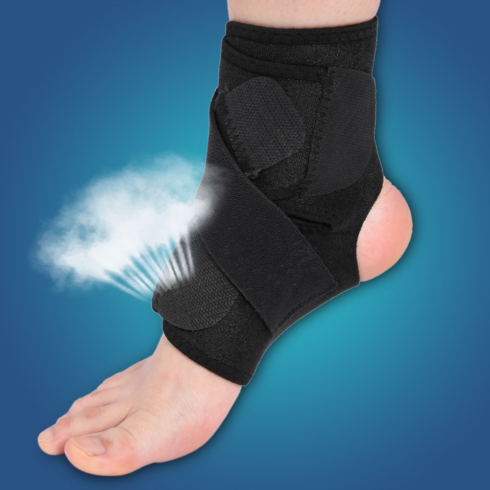 Ankle Brace for Sprained Ankle, Adjustable Breathable Ankle Support Brace Foot Sprain Injury Pain Wrap Strap Protector Black