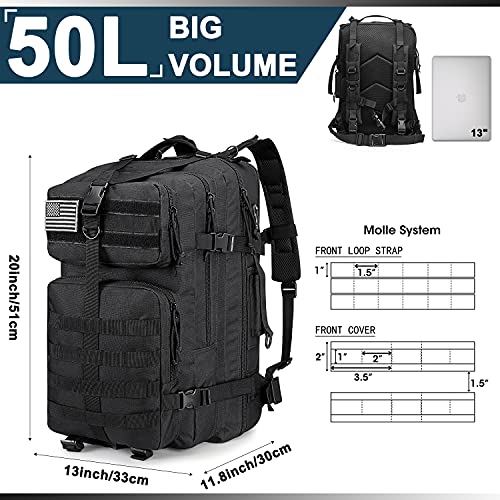 G4Free 50L Tactical Backpack 3 Day Assault Pack Outdoor Bug Out Bag Military Style for Trekking Camping Fishing Hiking
