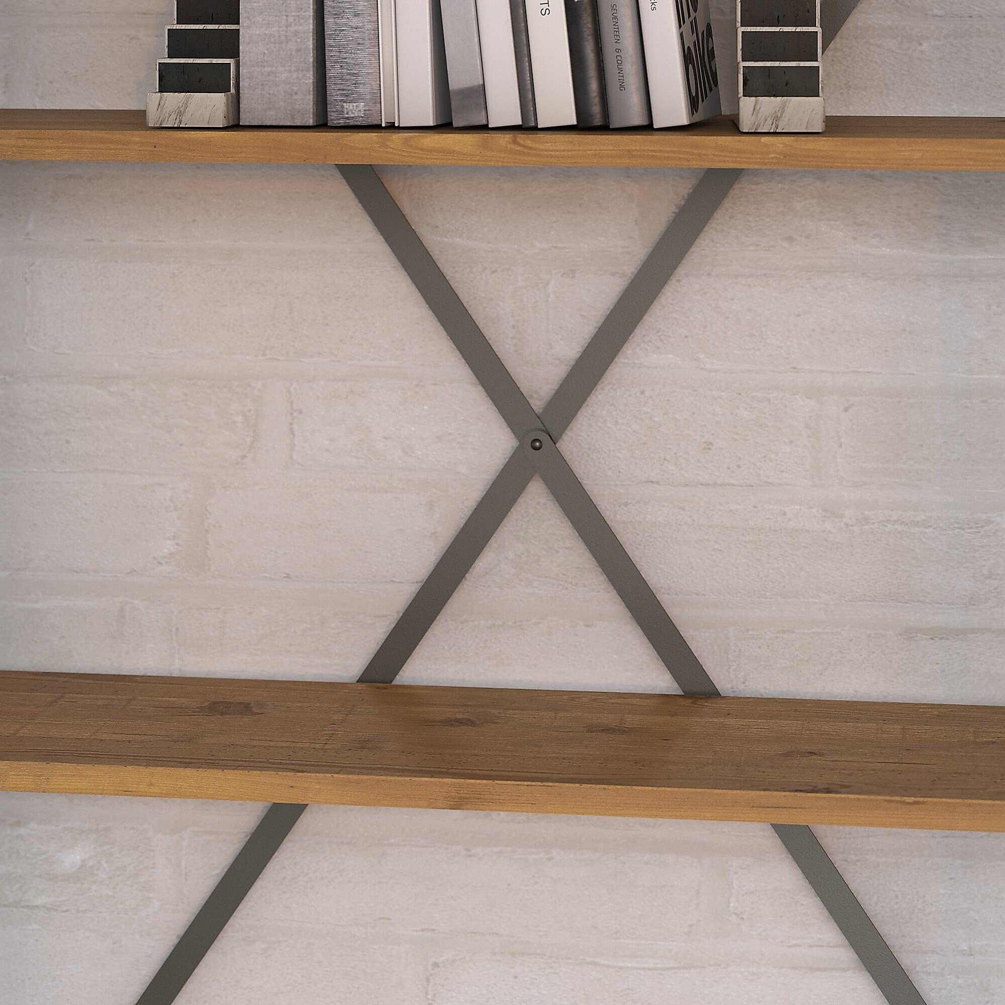 Bush Furniture Ironworks 5 Shelf Etagere Bookcase in Vintage Golden Pine