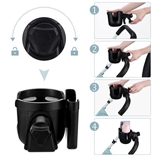 Suranew Wheelchair Cup Holder - Portable Mobility Drink Holder - Compatible with Walker, Rollator, Transport Chair ,Scooter or Stroller - Easy to Install, Removable